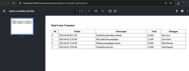 Contoh Laporan Database Penjualan Berbasis MySQL - Rumahweb